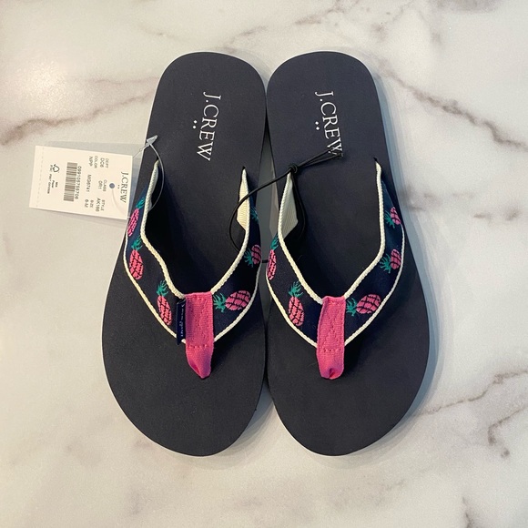 J. Crew | Shoes | J Crew Pineapple Canvas Critter Flip Flops | Poshmark
